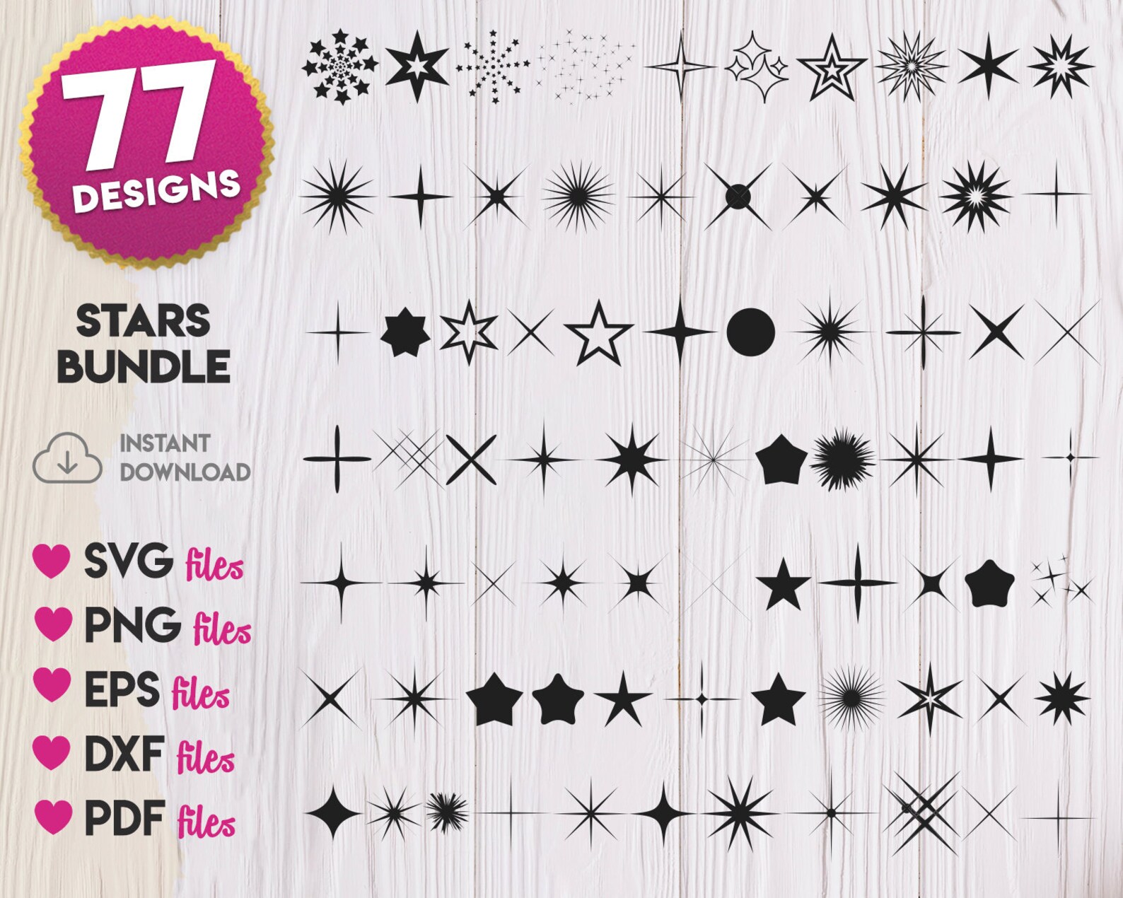 Stars SVG Bundle, Stars SVG Silhouette Designs, Stars Eps, Stars Png ...