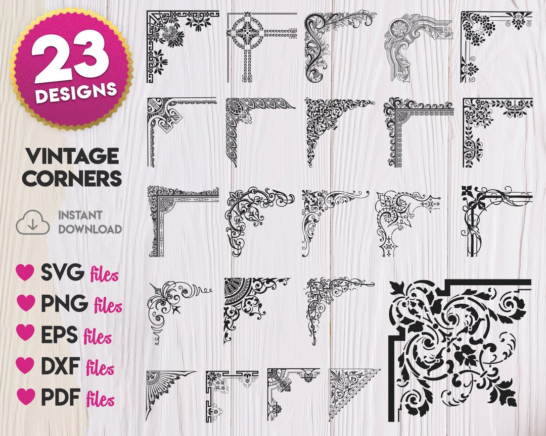 Vintage Corners SVG, Corners Silhouette SVG, Corner Png, Corner Cricut ...