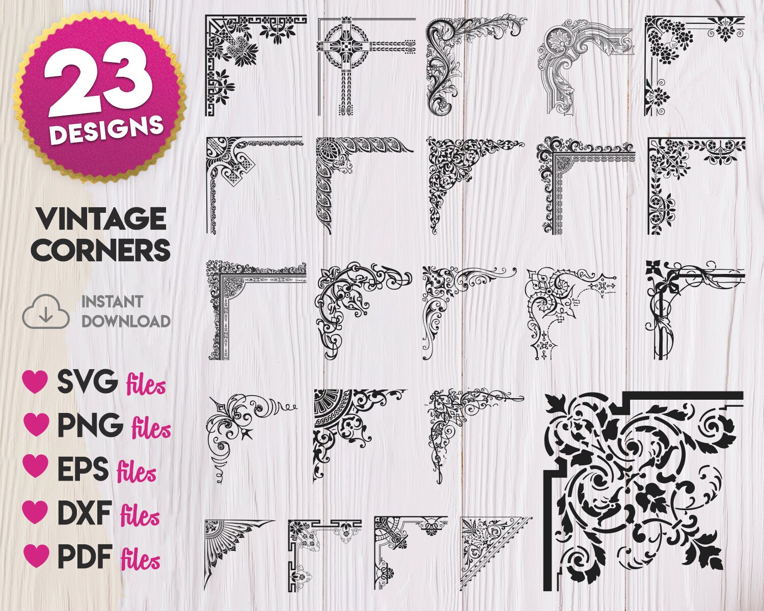 Vintage Corners SVG, Corners Silhouette SVG, Corner Png, Corner Cricut ...