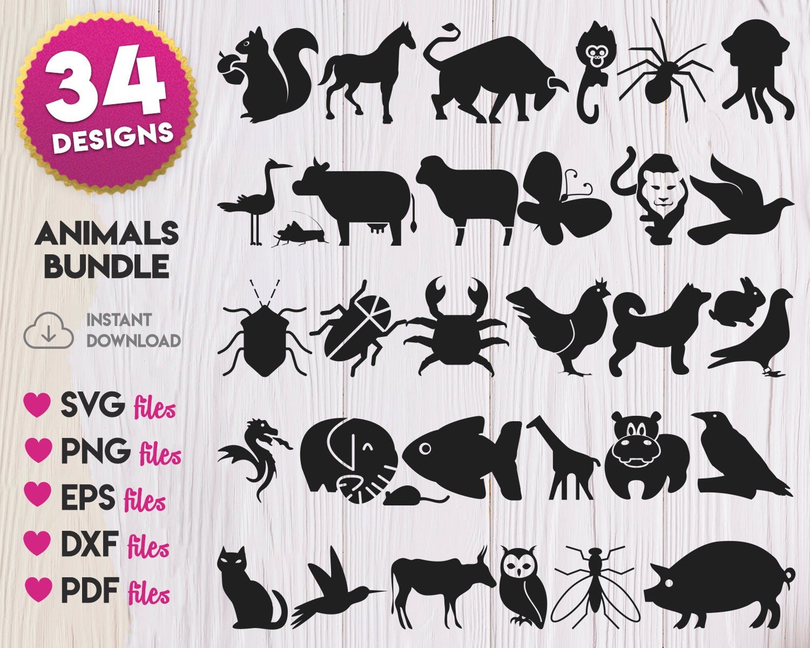 Animals SVG, Animals Silhouette, Animals SVG Bundle, Animals Clipart ...