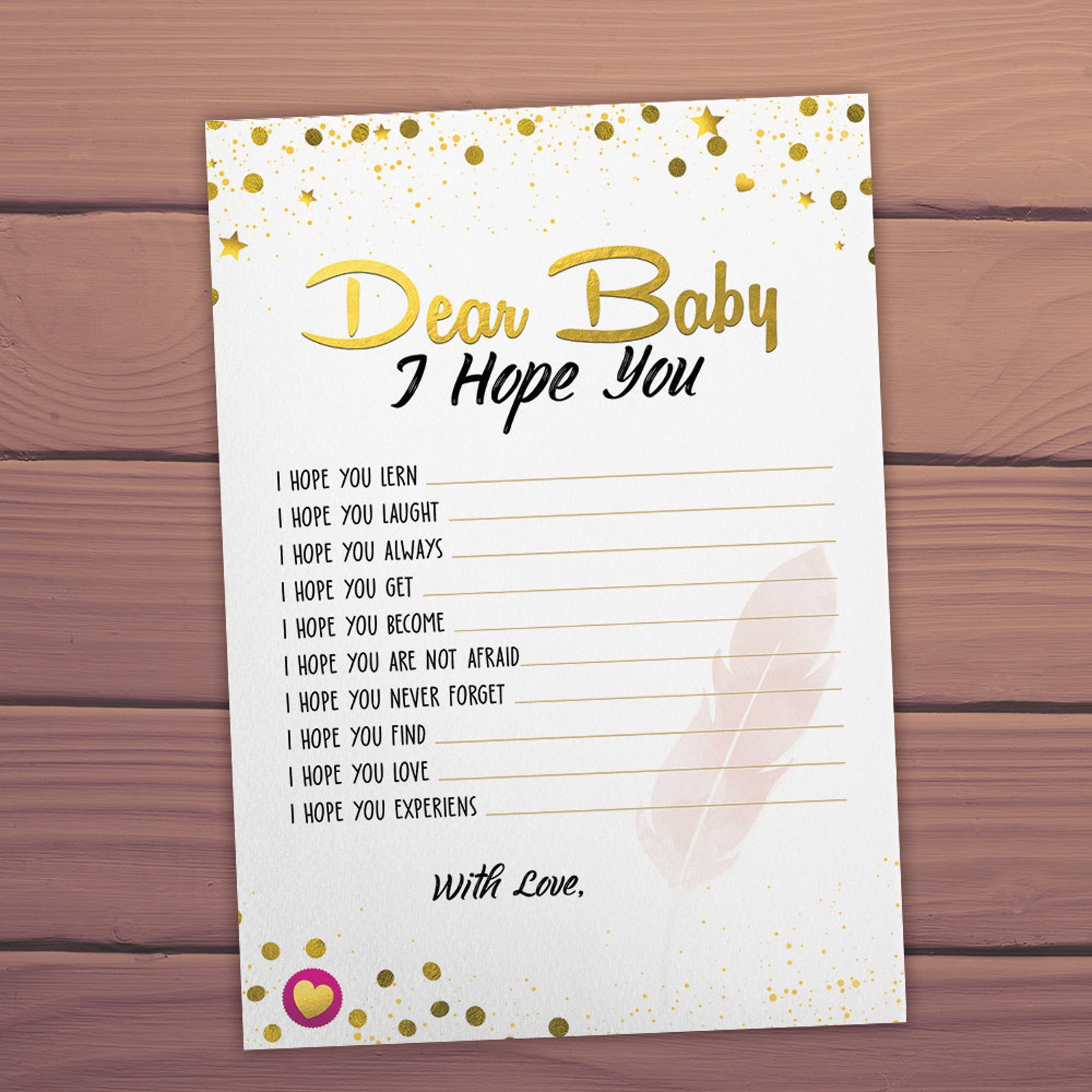 Wishes for Baby, Dear Baby Shower, Wishes for Baby Card, Printable ...