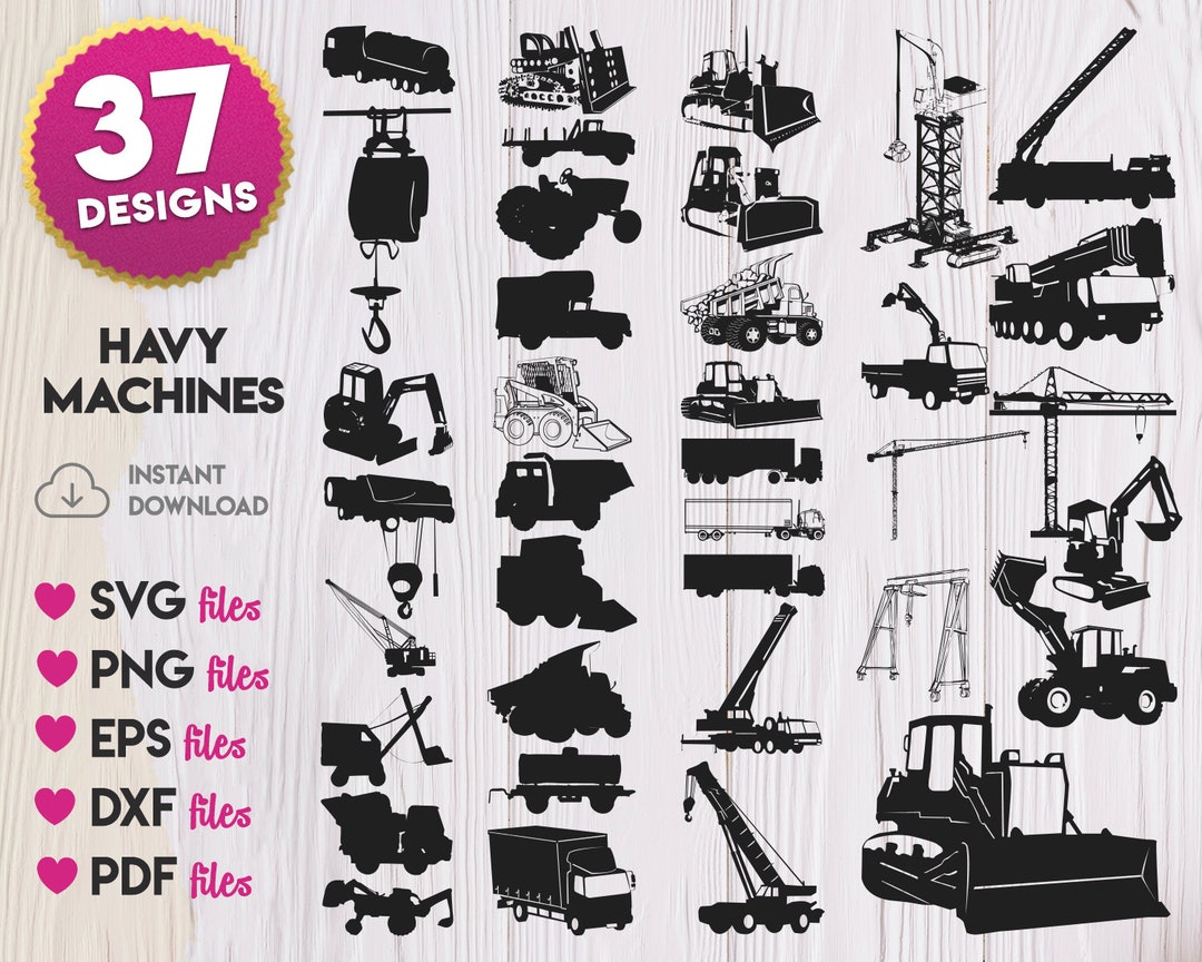 Construction Machines SVG, Construction Machine Silhouette SVG, Crane ...
