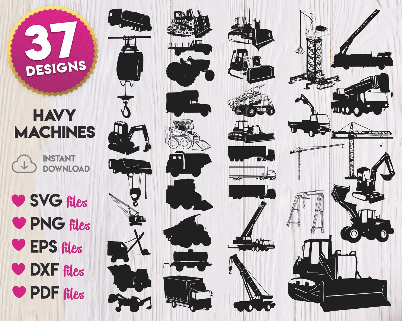 Construction Machines SVG, Construction Machine Silhouette SVG, Crane ...