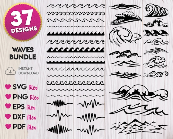 Waves SVG Bundle Wave Silhouette Svg Wave Vector Wave - Etsy