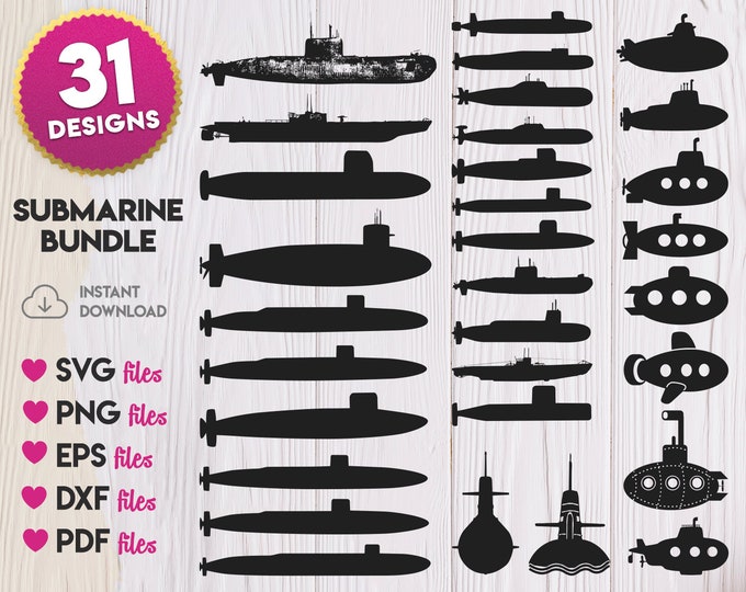 Submarine Silhouette SVG, Atom Submarine Svg, Cartoon Submarine ...