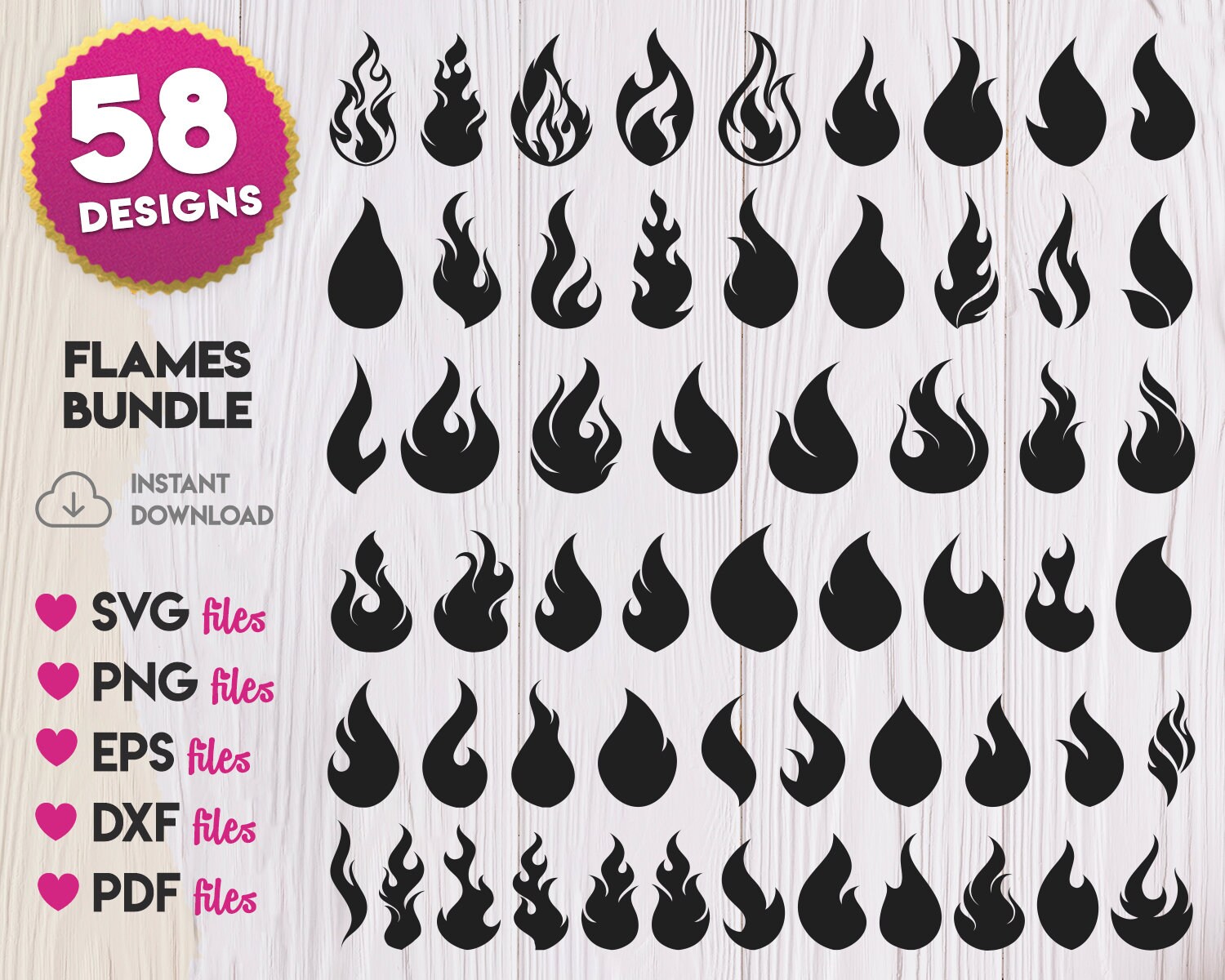 Fire SVG, Fire Silhouette Svg, Flames SVG, Flames Silhouette Svg, Flame Eps, Flame Clipart ...