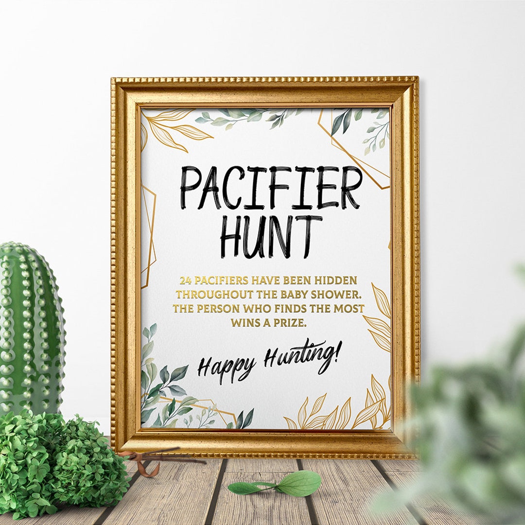 Pacifier Hunt Sign Printable, Baby Shower Games Printable, Find the ...