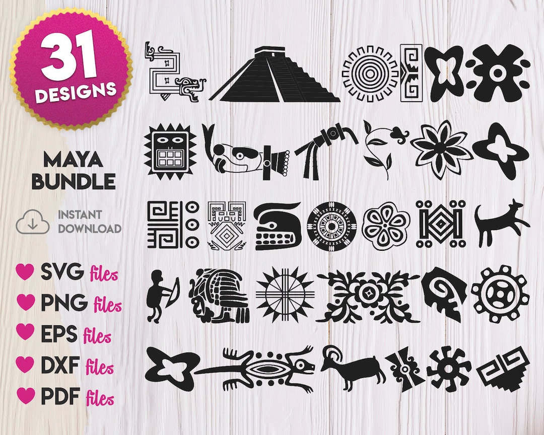 Maya Designs SVG Bundle, Maya Silhouette Svg, Maya Symbols Svg, Maya ...