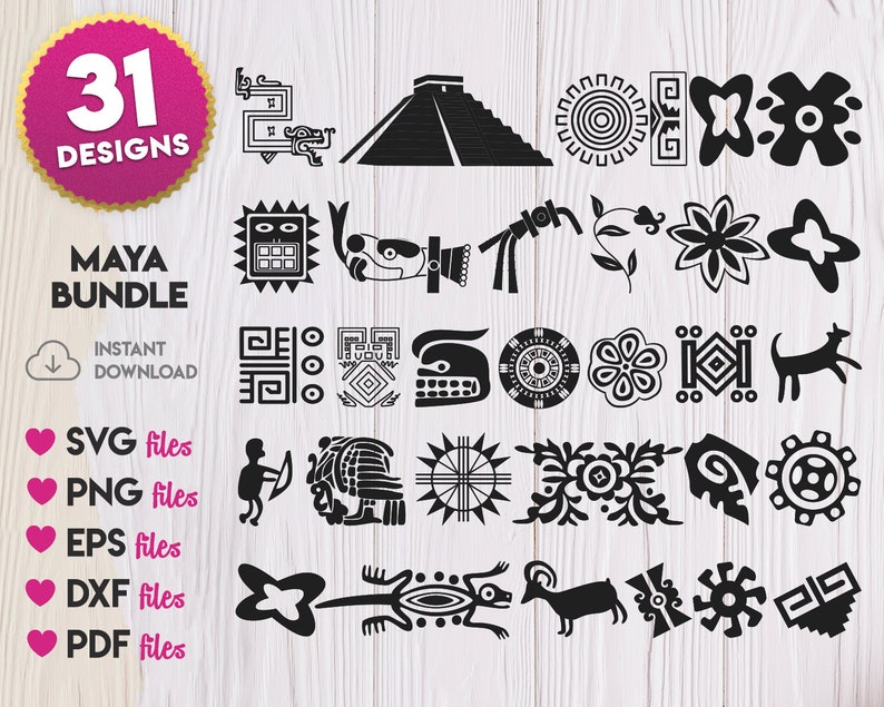 Maya Designs SVG Bundle, Maya Silhouette Svg, Maya Symbols Svg, Maya ...