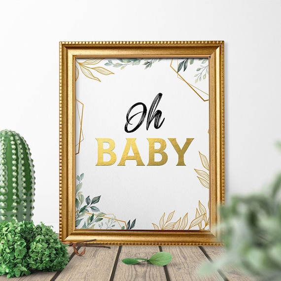 Oh Baby Sign Baby Shower Printable Instant Download Greenery | Etsy