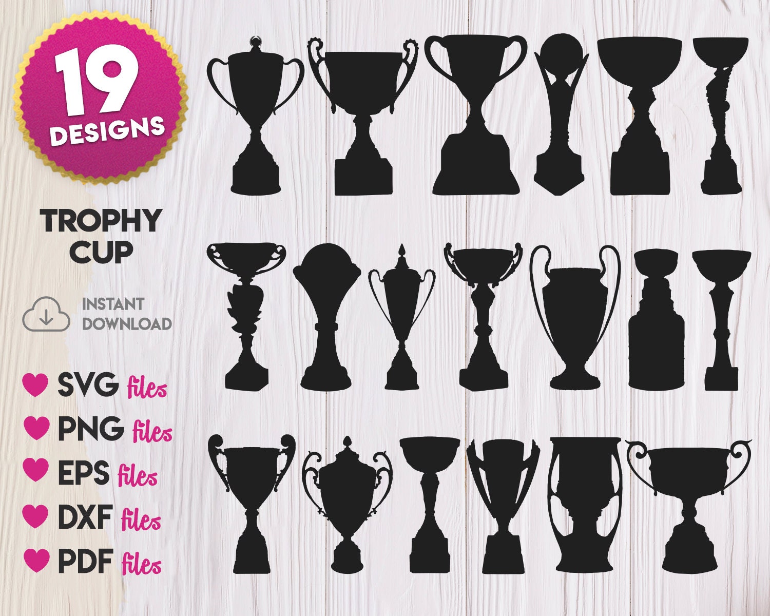 Trophy Cup SVG Bundle, Trophy PNG, Trophy Vector, Prize Silhouette ...