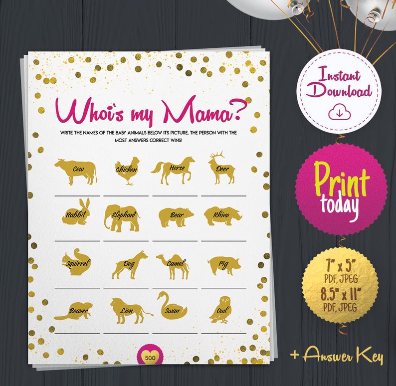 Who is My Mommy Animal Game Printable Baby Games Guess My - Etsy