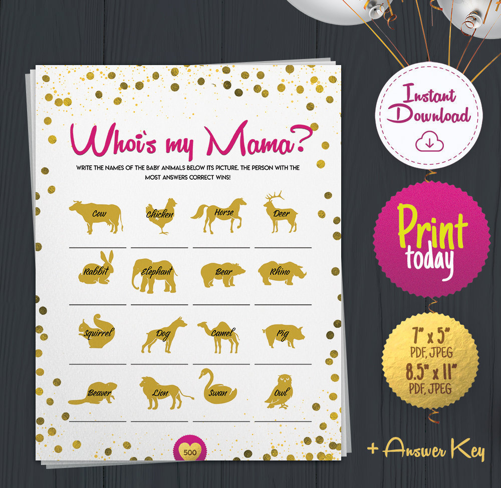 Who is My Mommy Animal Game, Printable Baby Games, Guess My Mama Game ...