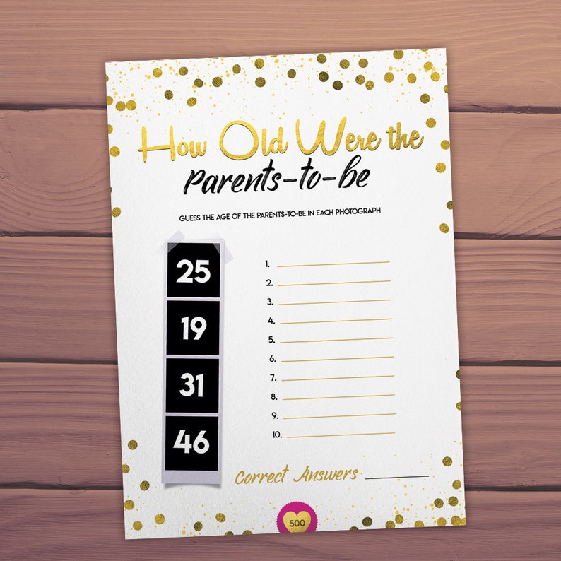 How Old Were the Parents-to-be Baby Shower Game Pdf, How Old Were the ...