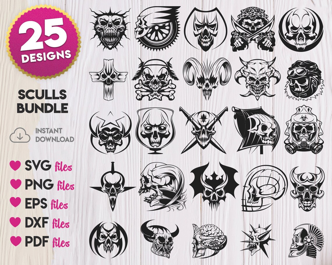 Sculls SVG Bundle, Sculls Silhouette SVG, Scull Png, Scull Cricut ...