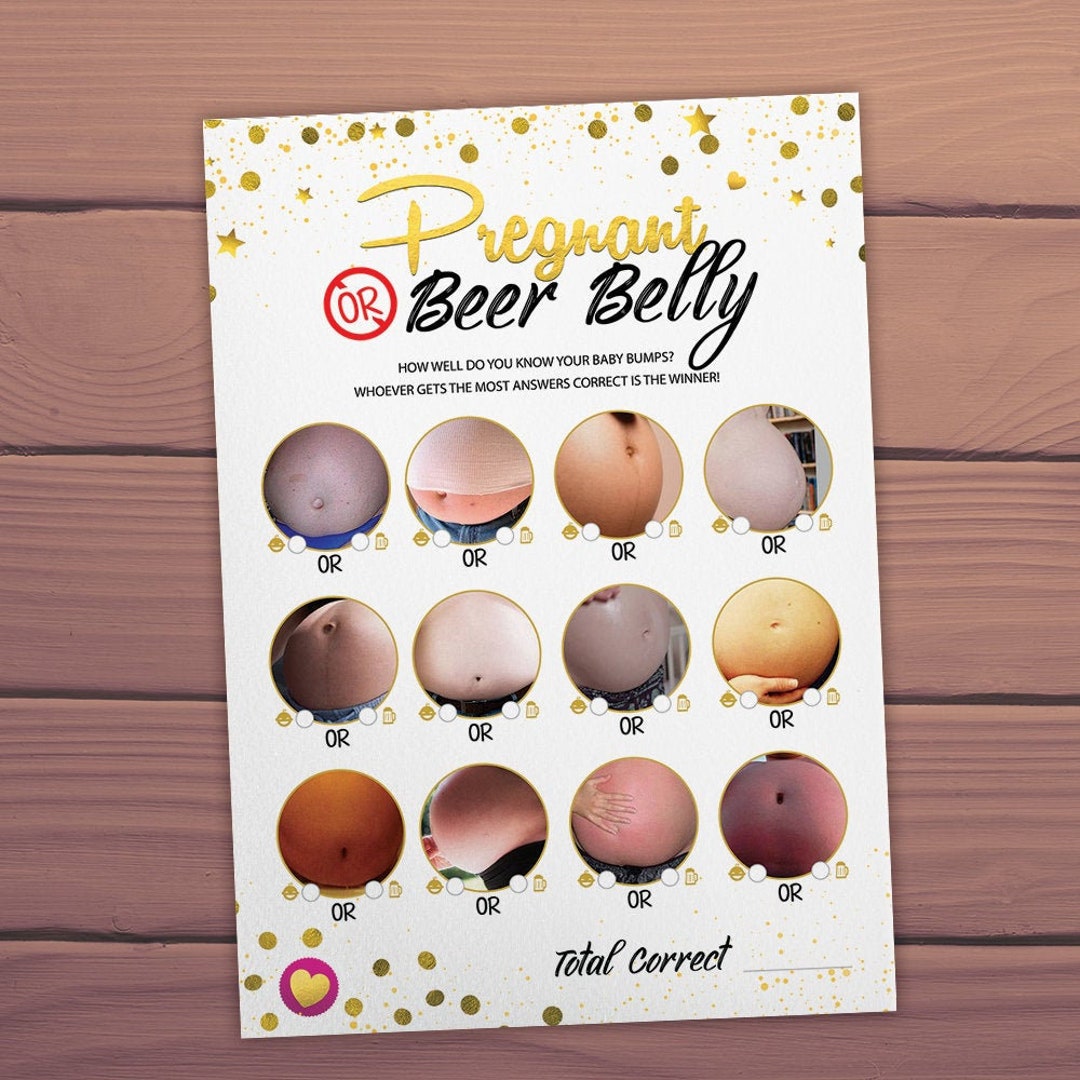 Pregnant Belly or Beer Belly Game, Baby Shower Games Printable Bundle ...