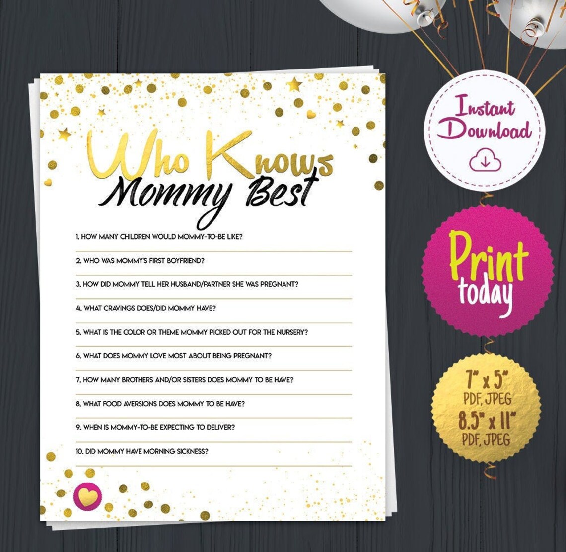Who Knows Mommy Best Printable, Who Knows Mommy, Who Knows Mom Best ...