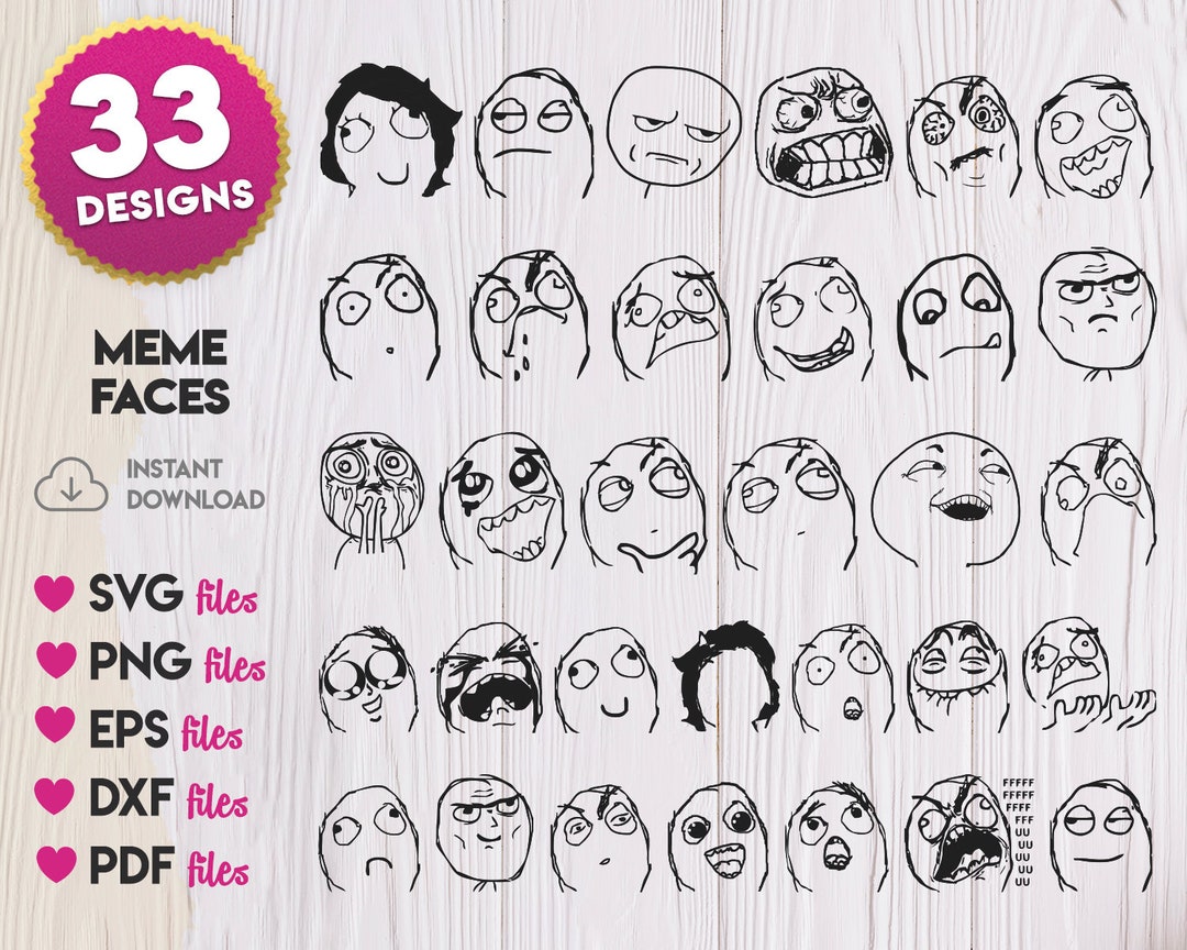 Meme Faces SVG Bundle, Meme Faces Silhouette Svg, Meme Faces Vector ...