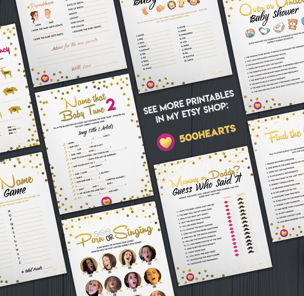Candy Bar Matching Game, Baby Shower Games, Gold Candy Match Baby Game ...