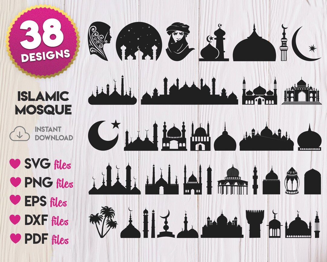 Islamic Mosque SVG Bundle, Islamic Mosque Silhouette Svg, Masjid Bundle ...