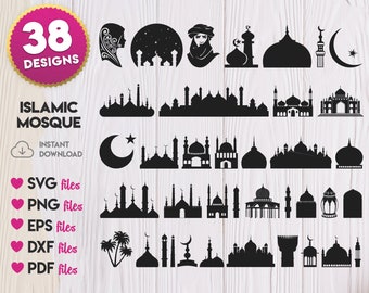 Islamic Mosque Masjid Bundle Svg, Islamic Cut Files, Eid Mubarak SVG ...