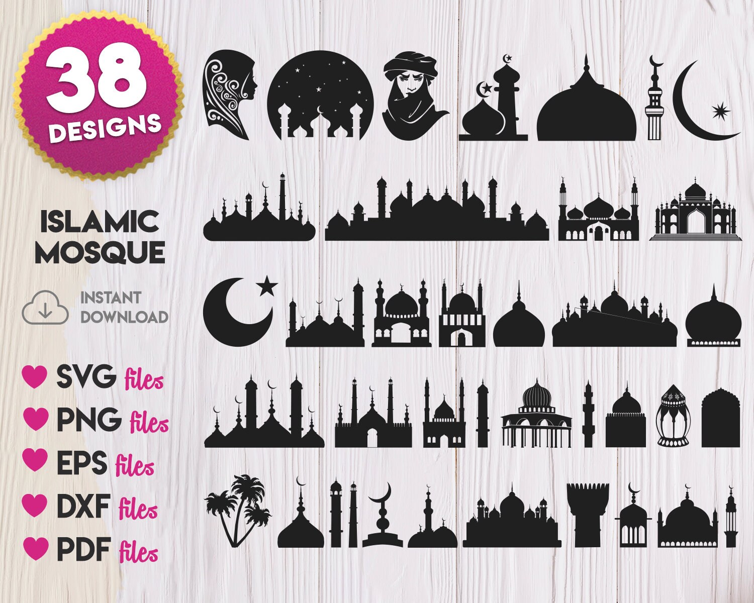 Islamic Mosque SVG Bundle, Islamic Mosque Silhouette Svg, Masjid Bundle ...