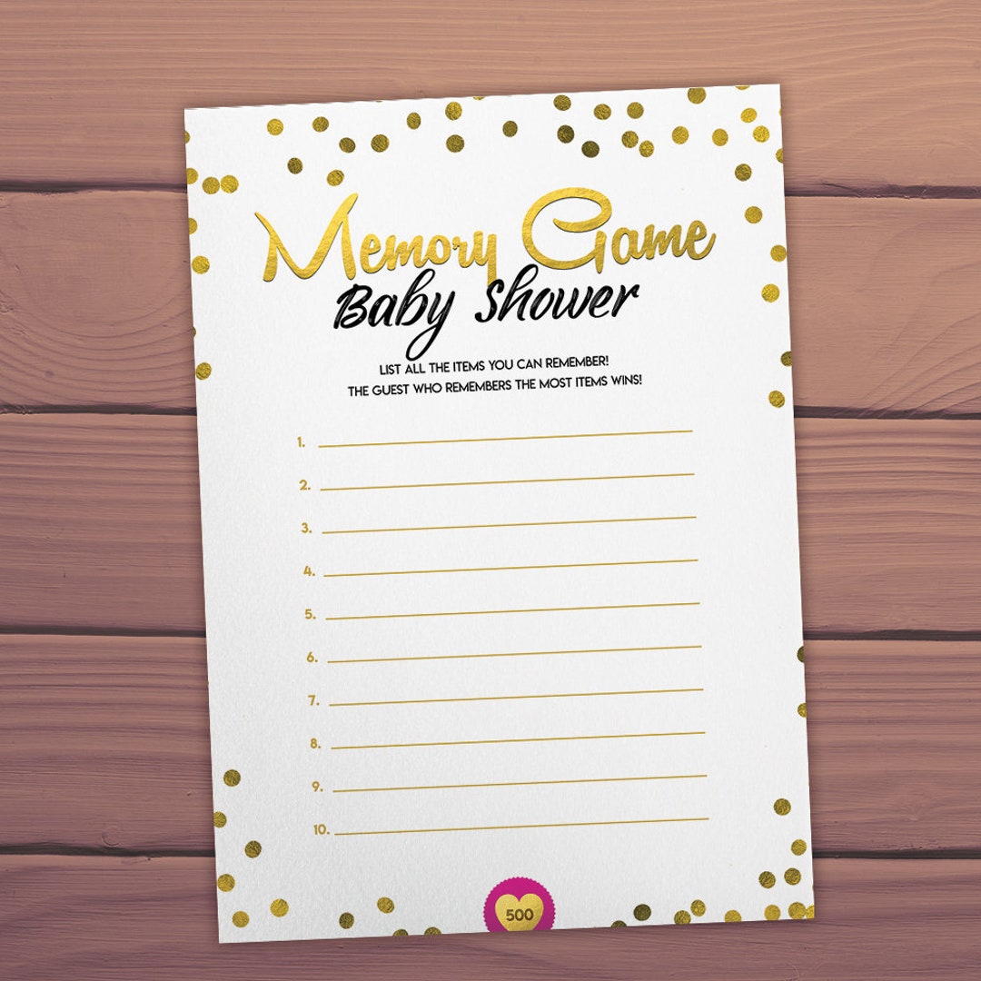 Memory Dame Baby Shower Printable, Baby Shower Activity, Baby Shower ...