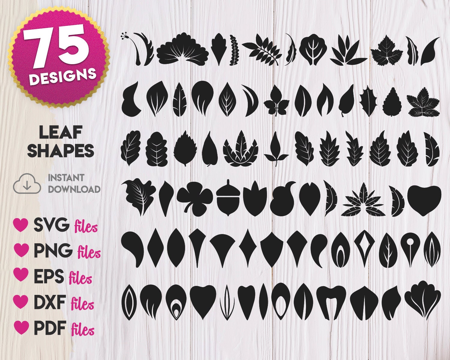 Leaf Shapes SVG Bundle, Leaf Silhouette Svg, Tropical Floral SVG ...