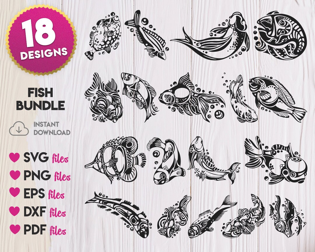 Vis SVG, Vis Silhouet svg, Vissen Bundel SVG, Vis Vinyl, Vis Decal, Vis ...