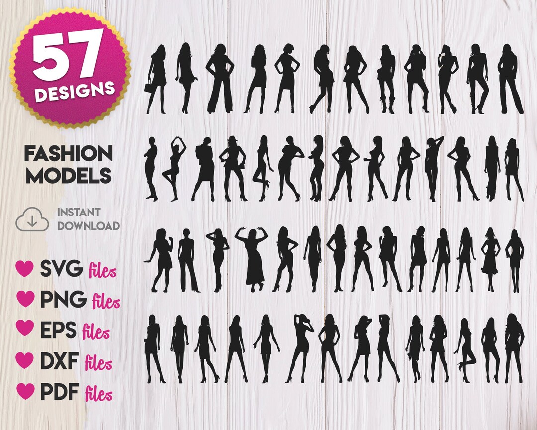 Fashion Models SVG Bundle, Sexy Woman SVG, Fashion Model Silhouette SVG ...