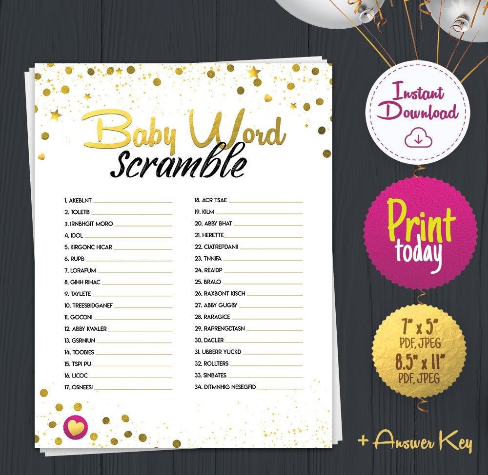 Baby Word Scramble Baby Shower Games Word Scramble Game Baby - Etsy