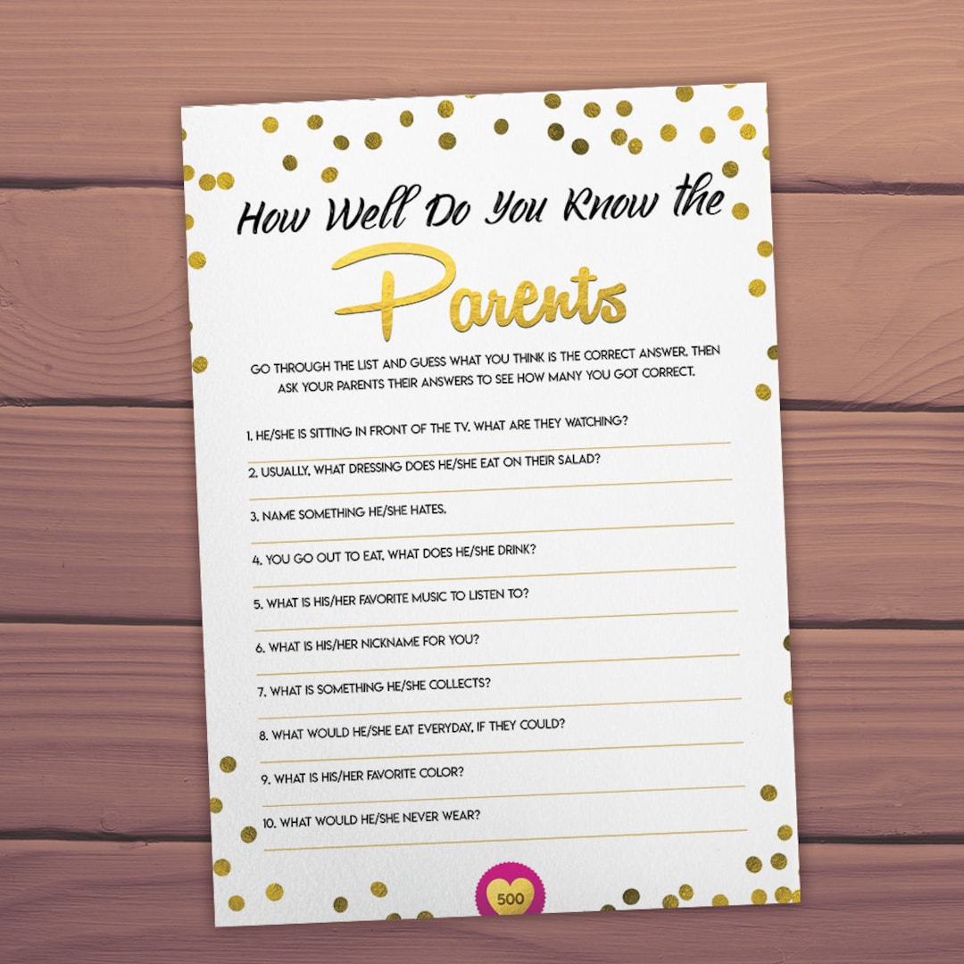 How Well Do You Know the Parents Baby Shower Game Printable Pdf ...