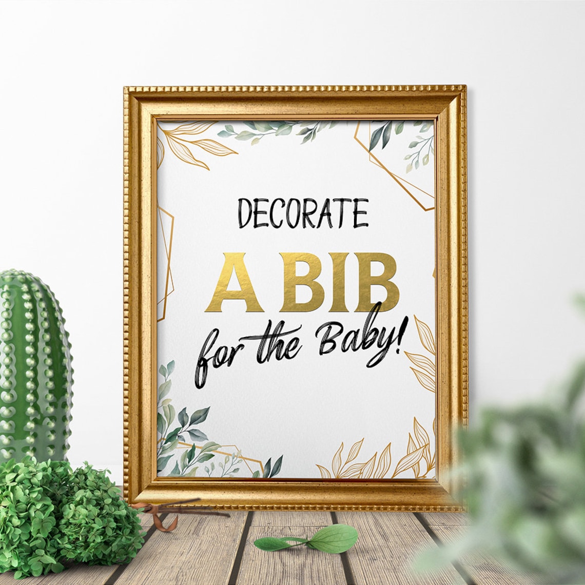 Decorate a Bib for the Baby Printable Sign, Baby Shower Sign, Baby ...