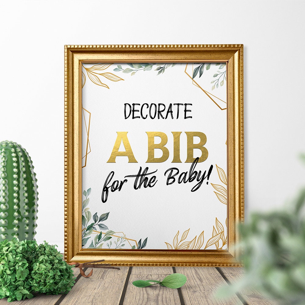 Decorate a Bib for the Baby Printable Sign, Baby Shower Sign, Baby ...
