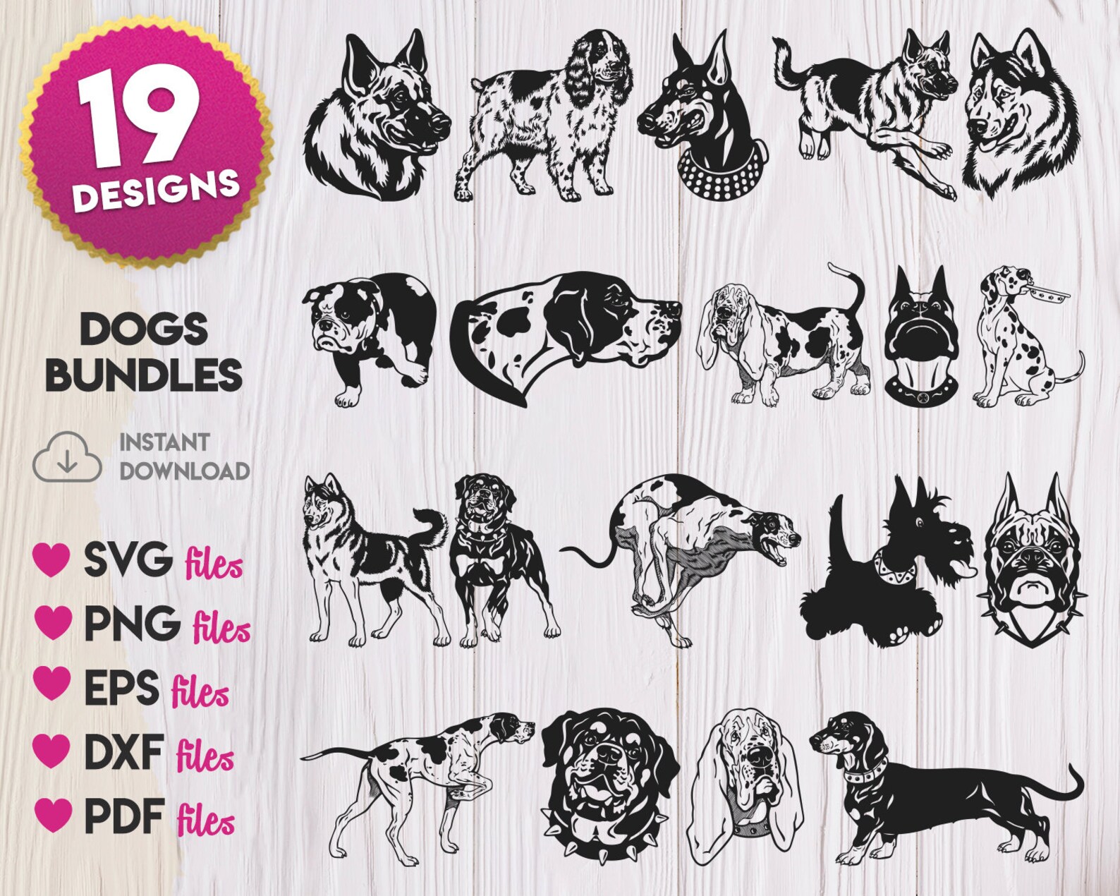 Dogs SVG Bundle, Dogs Silhouette Svg, Dogs Printable, Dogs Stickers ...