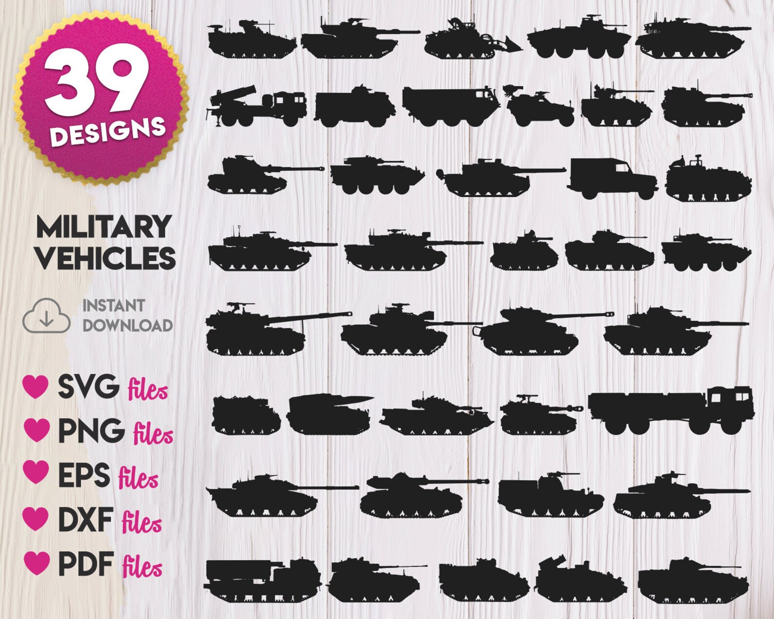 Military Vehicles SVG Bundle, Military Vehicle Silhouette Svg, Tank ...