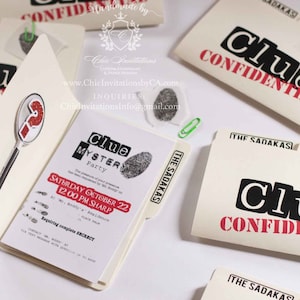 Clue Invitation, Handmade Invitation, Mystery Theme Invitation ...