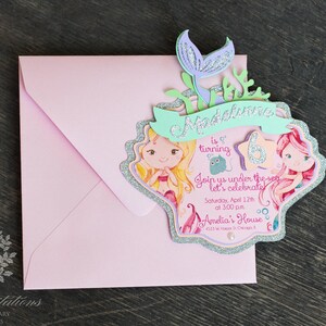 Mermaid Invitation, Shell Invitation, Handmade Invitation, Shell 3d ...
