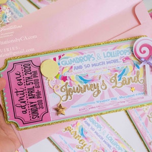 Ticket Handmade Invitation, Candyland Invitation, Custom Invitation ...
