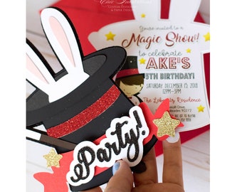 Magician Birthday Invitation With Photo, Magician Birthday Party ...