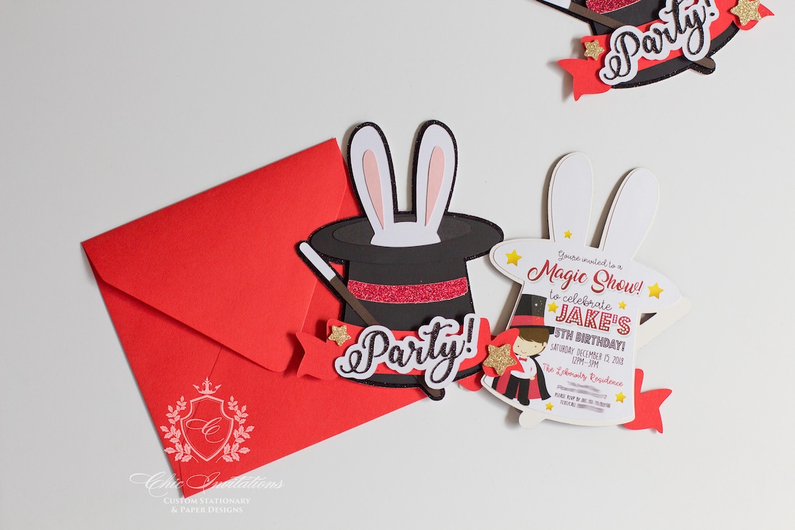 Magician Invitations Custom Handmade Invitation Magician | Etsy