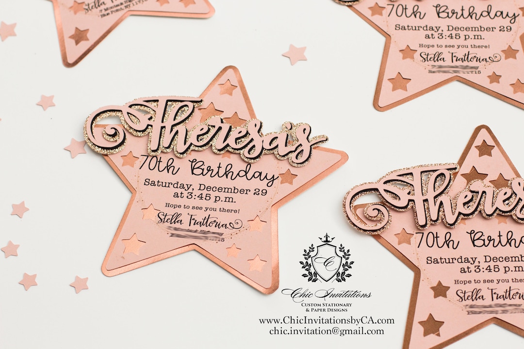 Star Invitation, Handmade Invitation, Birthday Handmade Invitation ...