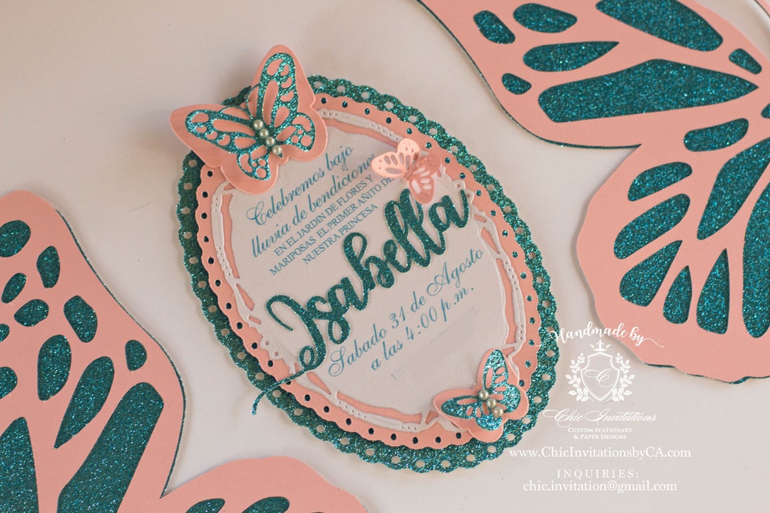 Butterfly Handmade Invitation, Custom Invitation First Birthday ...