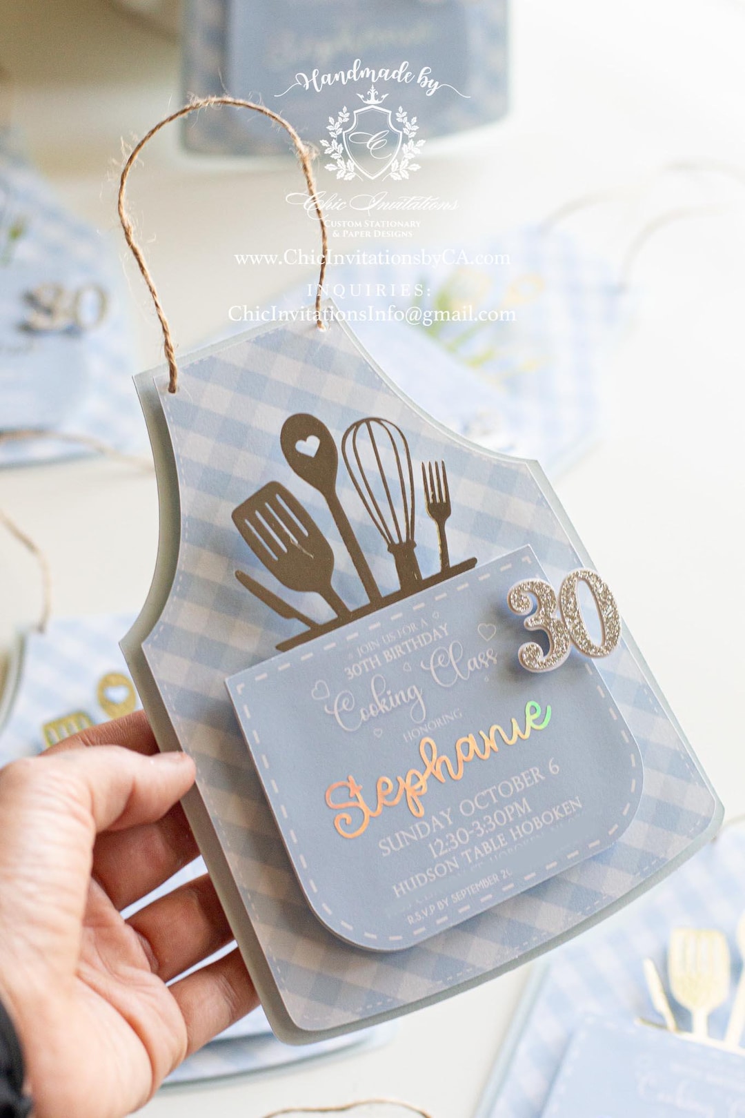 Cooking Handmade Invitation, Apron Cooking Invitation, Cooking Class ...