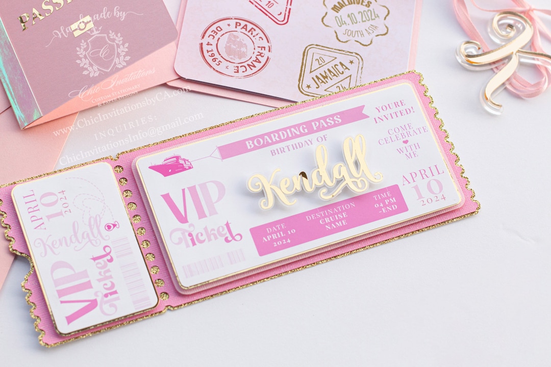 Passport Handmade Invitation, Ticket Invite, Fancy Ticket Travel Invite ...