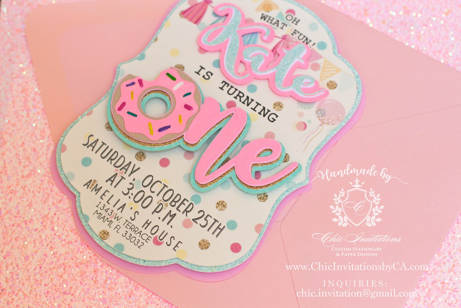 Donut Invitation Handmade Invitation Donut Invite Custom - Etsy