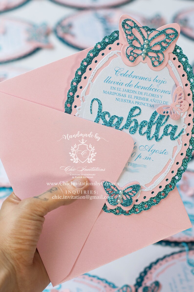 Butterfly Handmade Invitation, Custom Invitation First Birthday ...