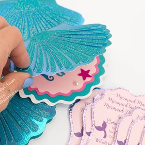 Mermaid Invitation, Handmade Invitation, Mermaid Shell Invitation ...