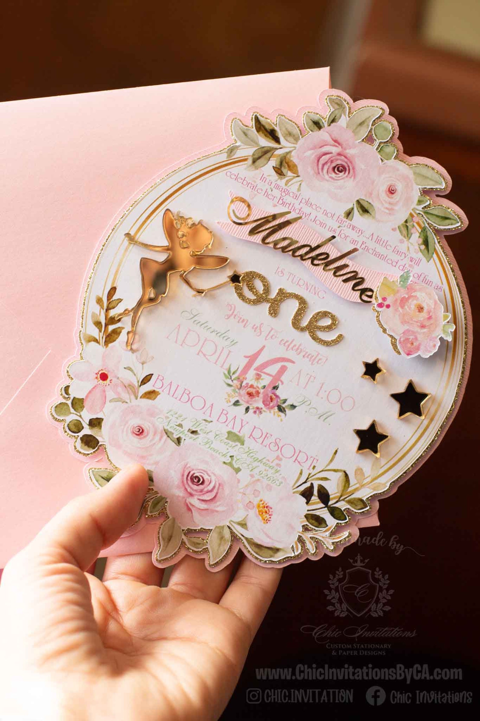 Fairy Invitation, Flower Invite, Handmade Card, Personalized, Fairy ...