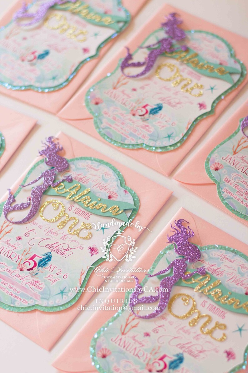 Mermaid Invitation Handmade Invitation Mermaid Shell | Etsy